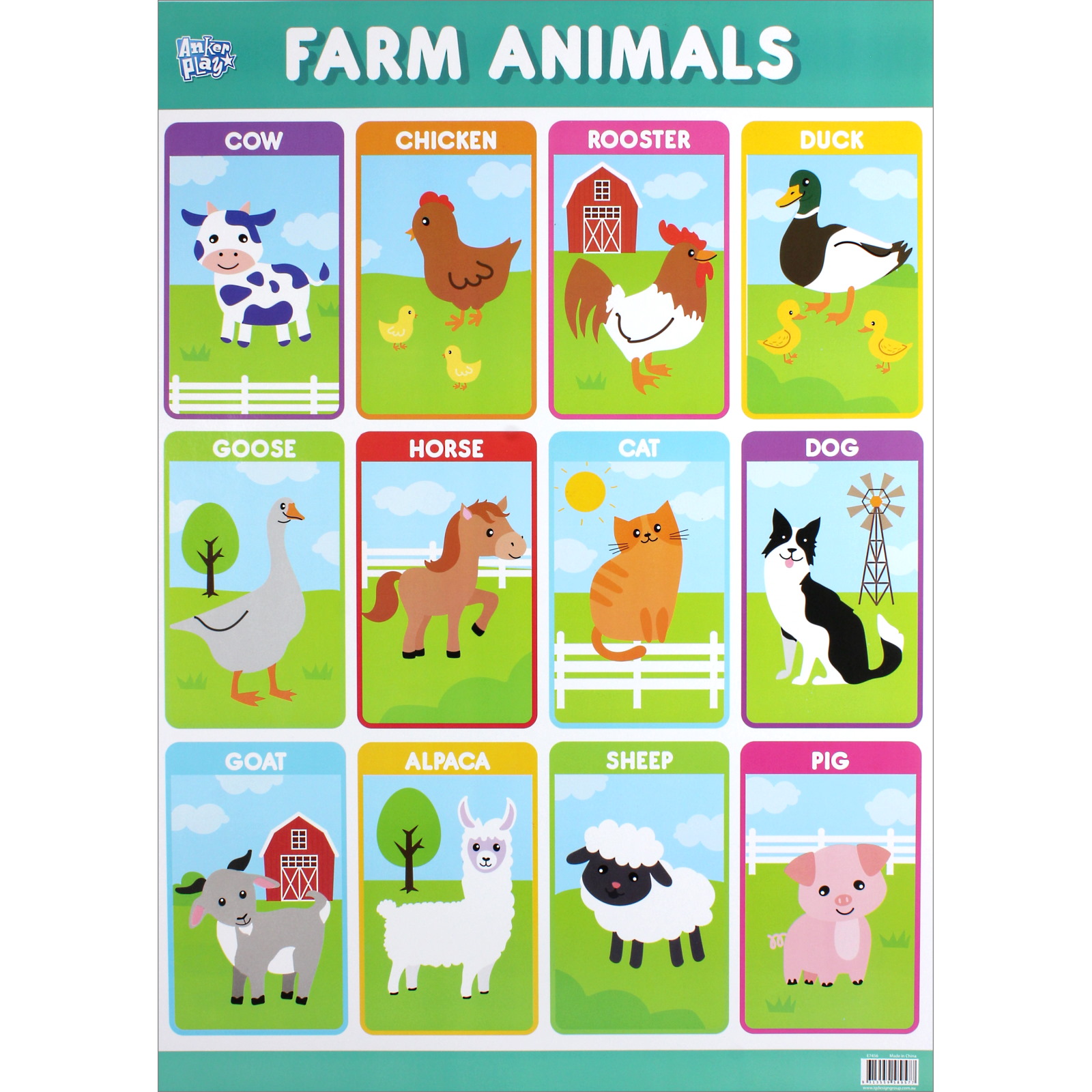 Farm Animals Educational Poster | Farm Animals Party Supplies | Themed ...