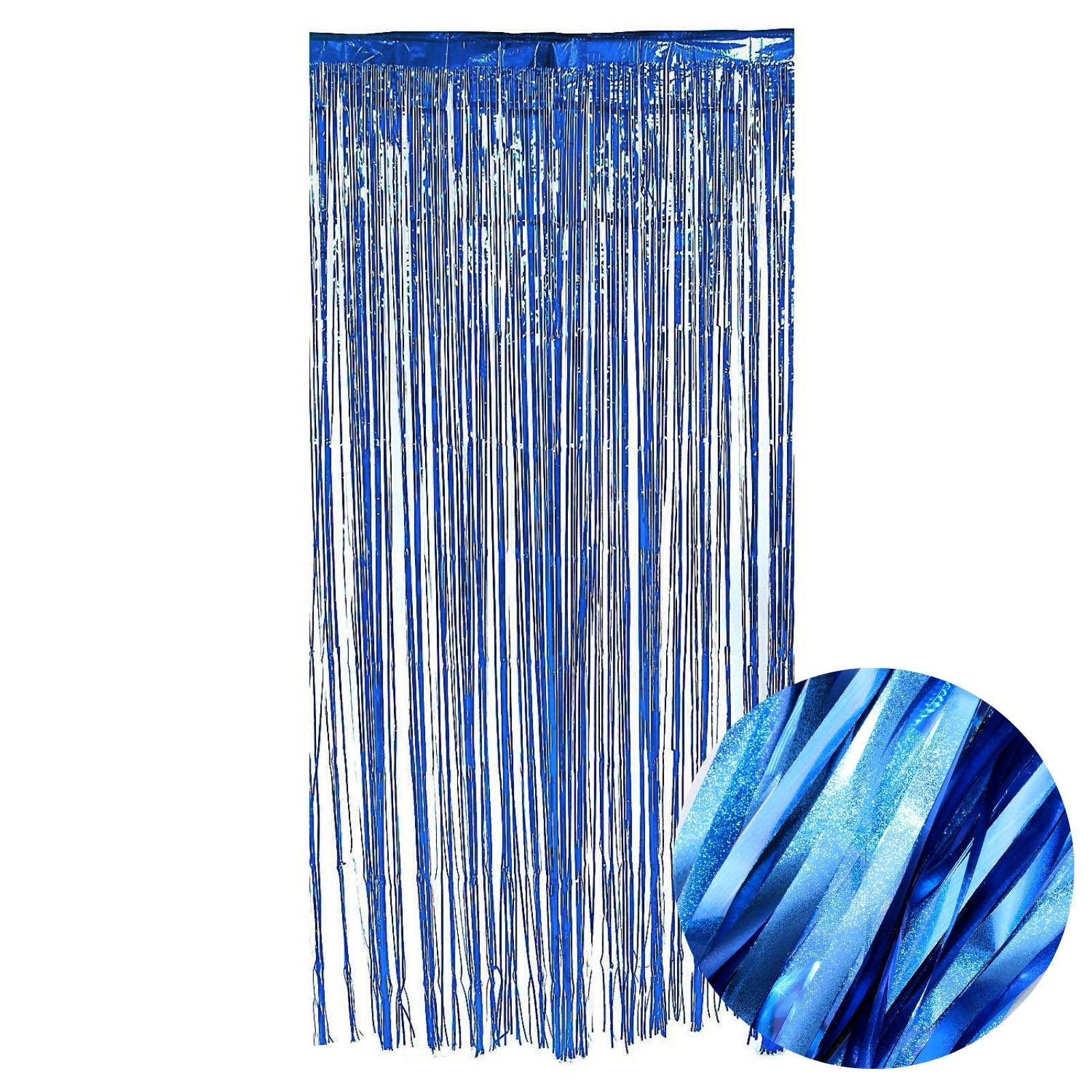 Frosted Metallic Blue Foil Backdrop Curtain 100cm x 200cm - Fashion For Fun