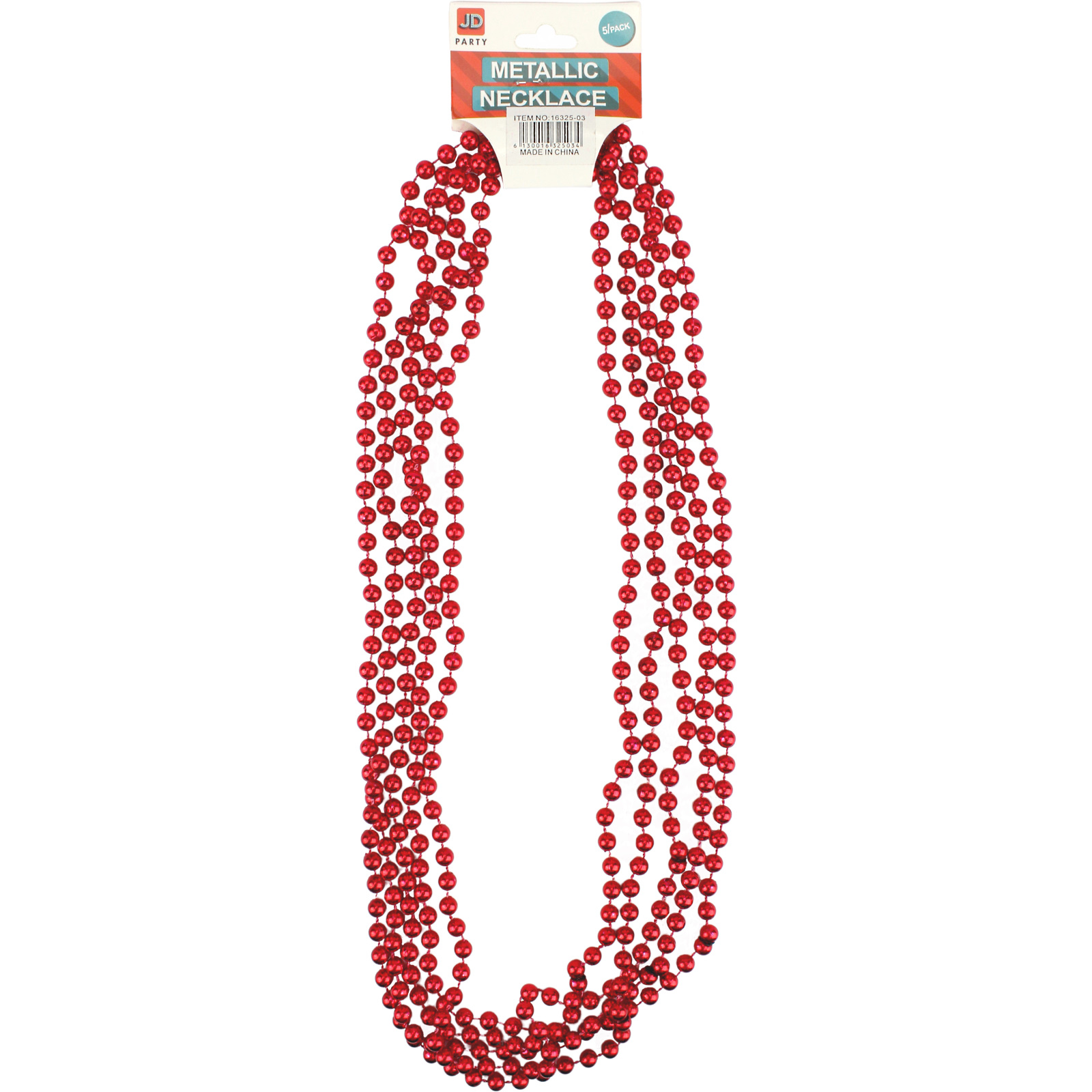 Metallic Red Bead Necklaces (Pack of 5) - Fashion For Fun