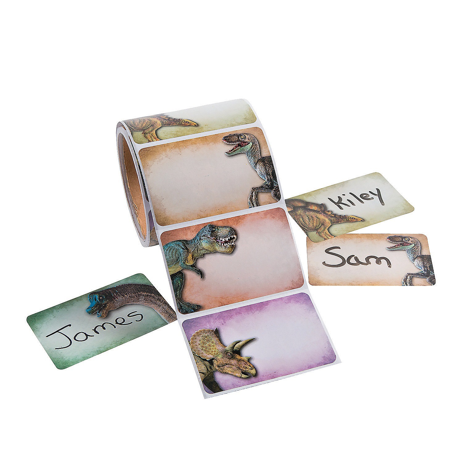 Realistic Dinosaur Large Name Tag Labels (Roll of 100) - Fashion For Fun