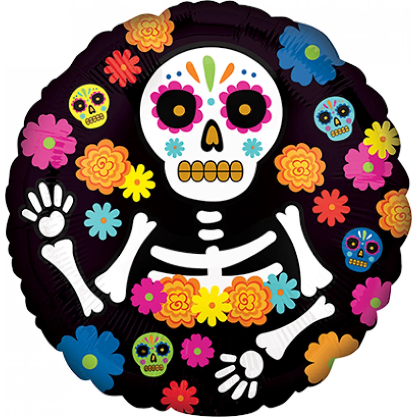 Standard HX 45cm Day of the Dead Skeleton Foil Balloon - Fashion For Fun