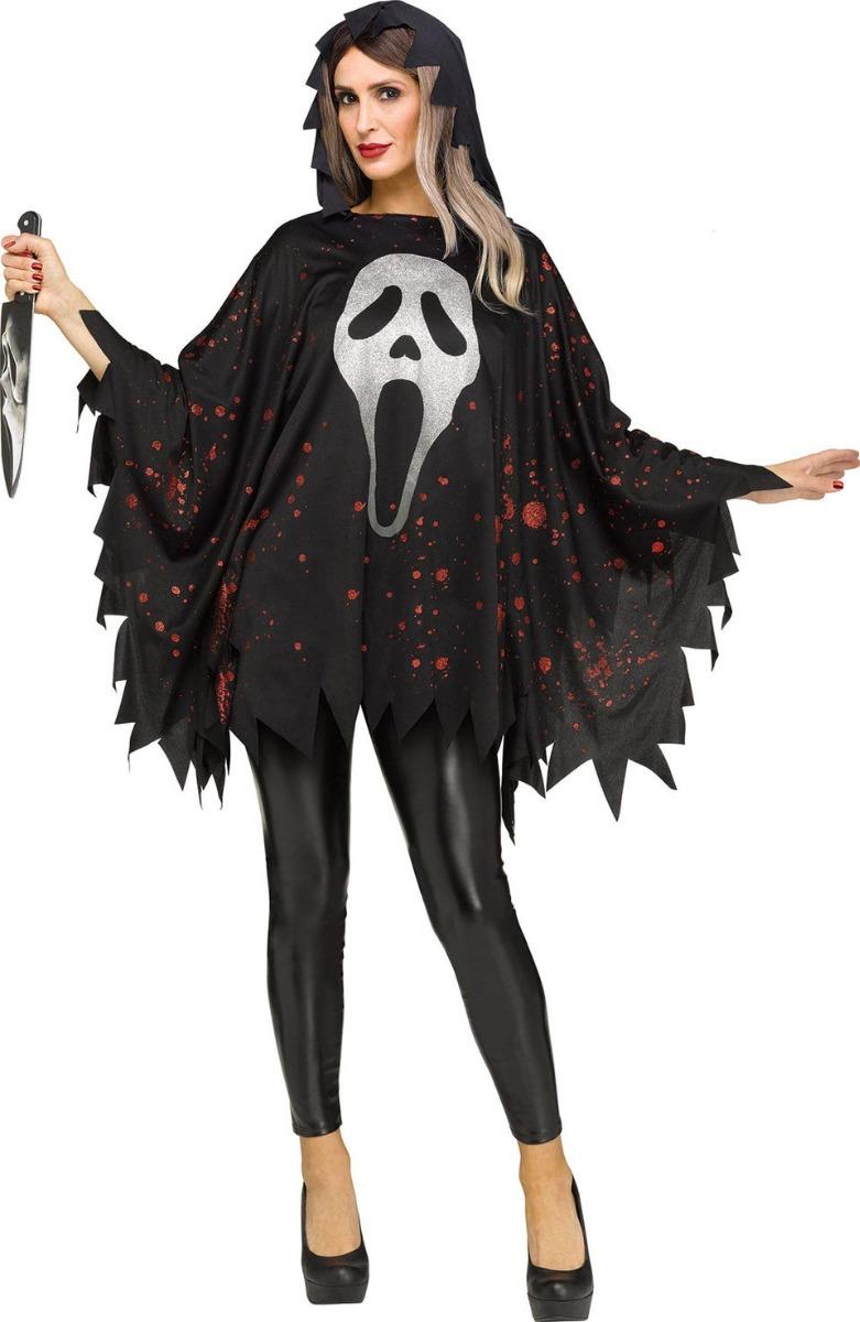 Scream Ghost Face Glittering Poncho Adult Costume - Fashion For Fun