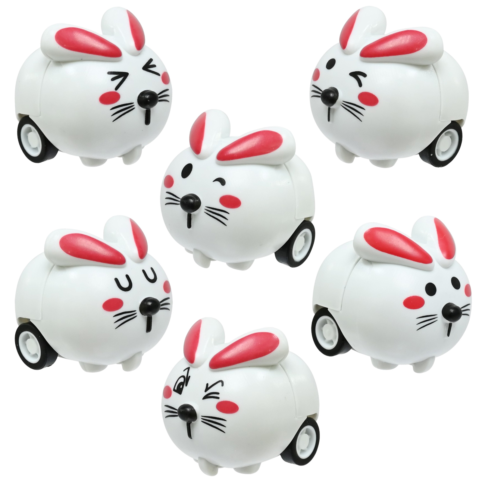 Mini Bunny Rabbit Pull Back Racers (Pack of 6) - Fashion For Fun