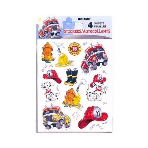 Fire Engine Stickers (4 Sheets) | Firefighter & Police Party Supplies ...