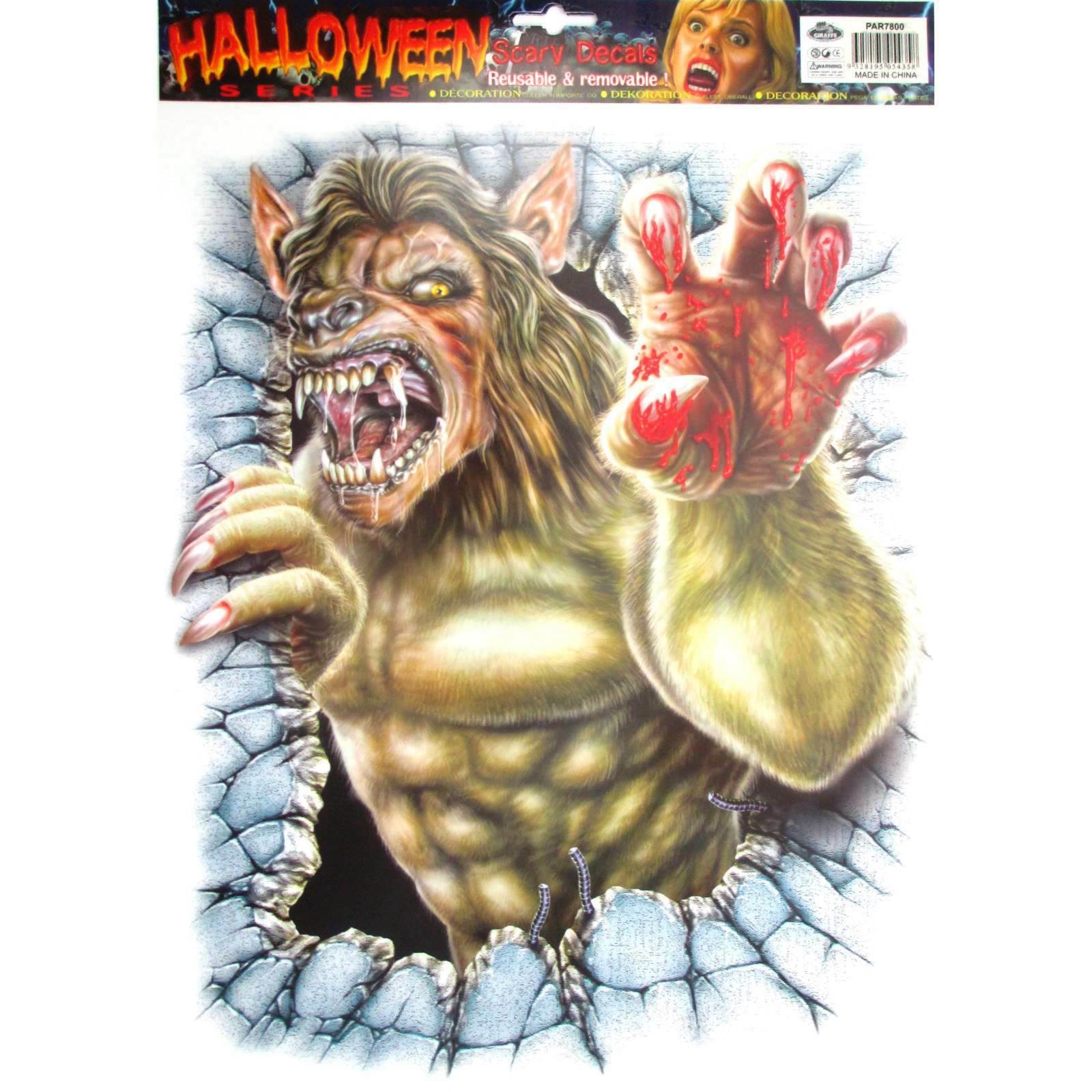 Halloween Horror Window Decal Werewolf | Halloween Props & Decorations ...