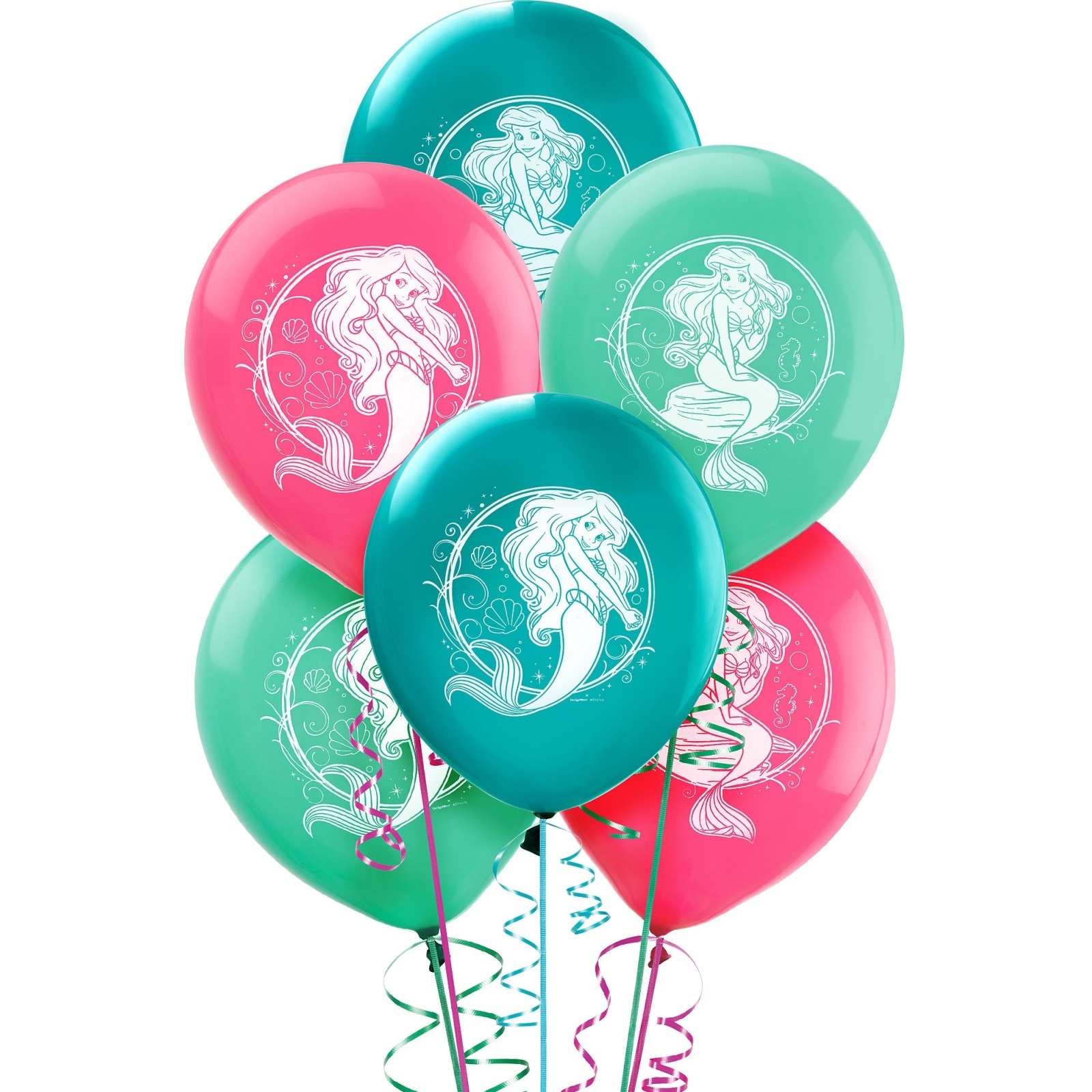 Ariel The Little Mermaid Sparkle Balloons (Pack of 6) - Fashion For Fun