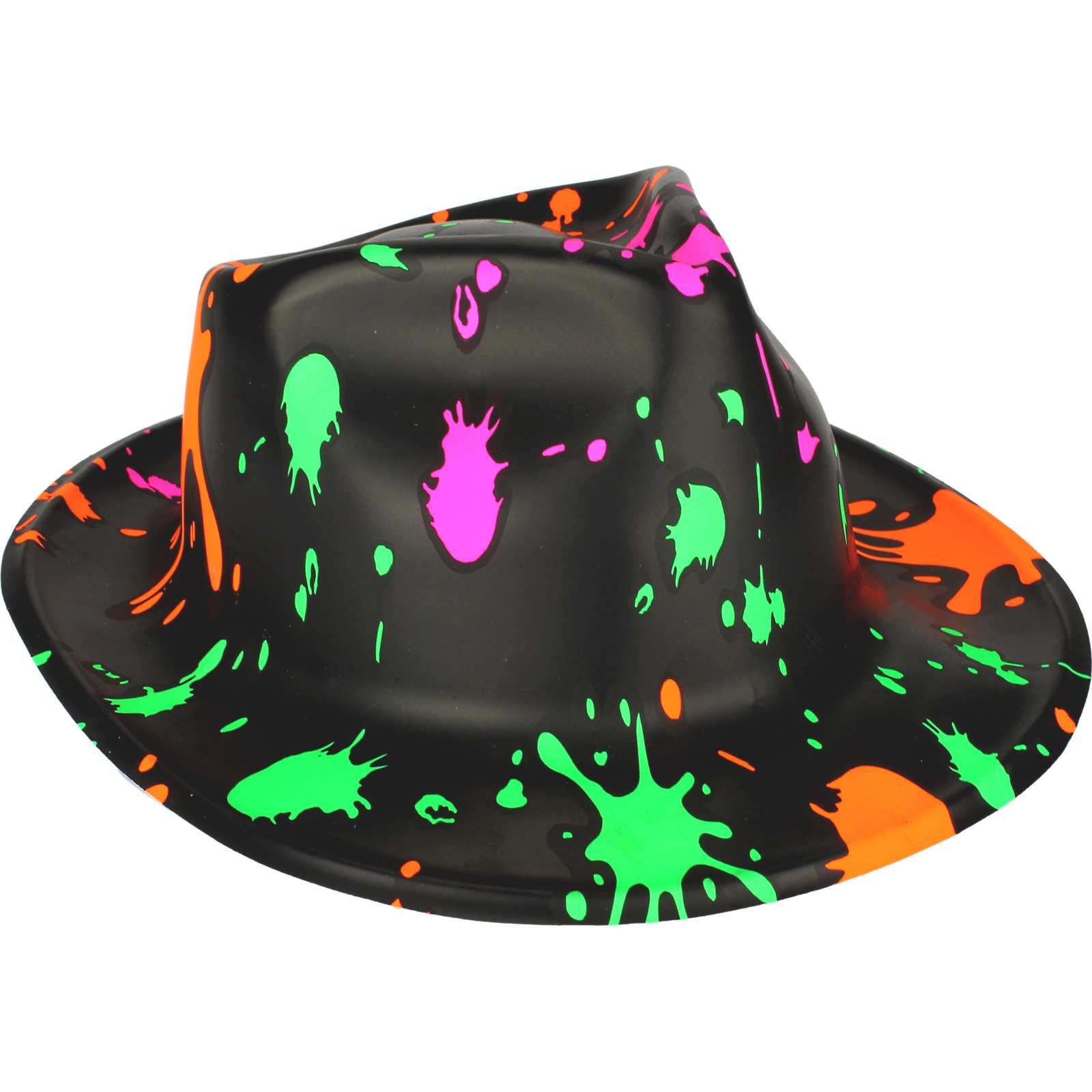 Neon Paint Splatter Plastic Fedora Hat | Hats | Costume Accessories ...