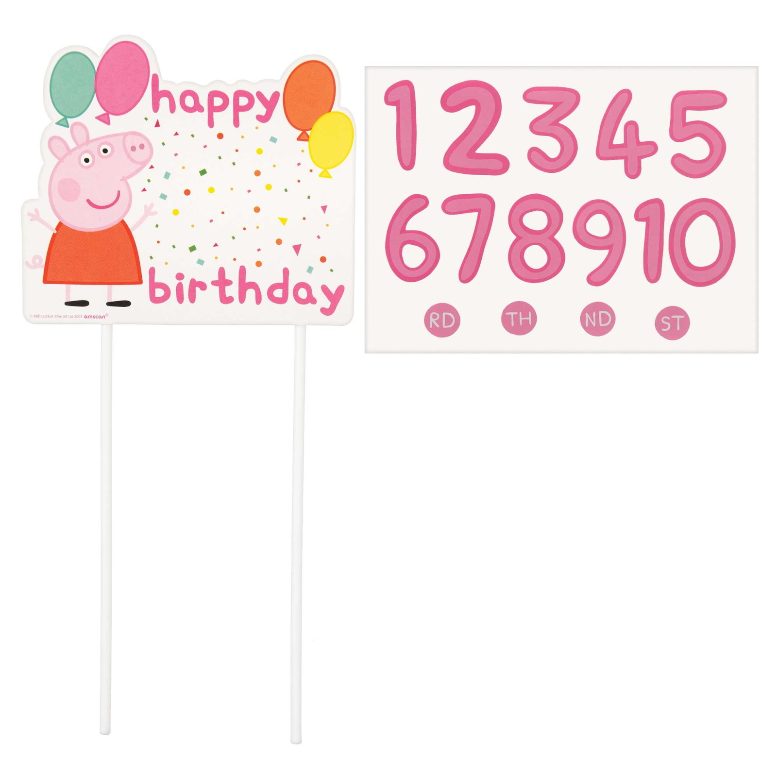 Peppa Pig Confetti Customisable Cake Pick - Fashion For Fun
