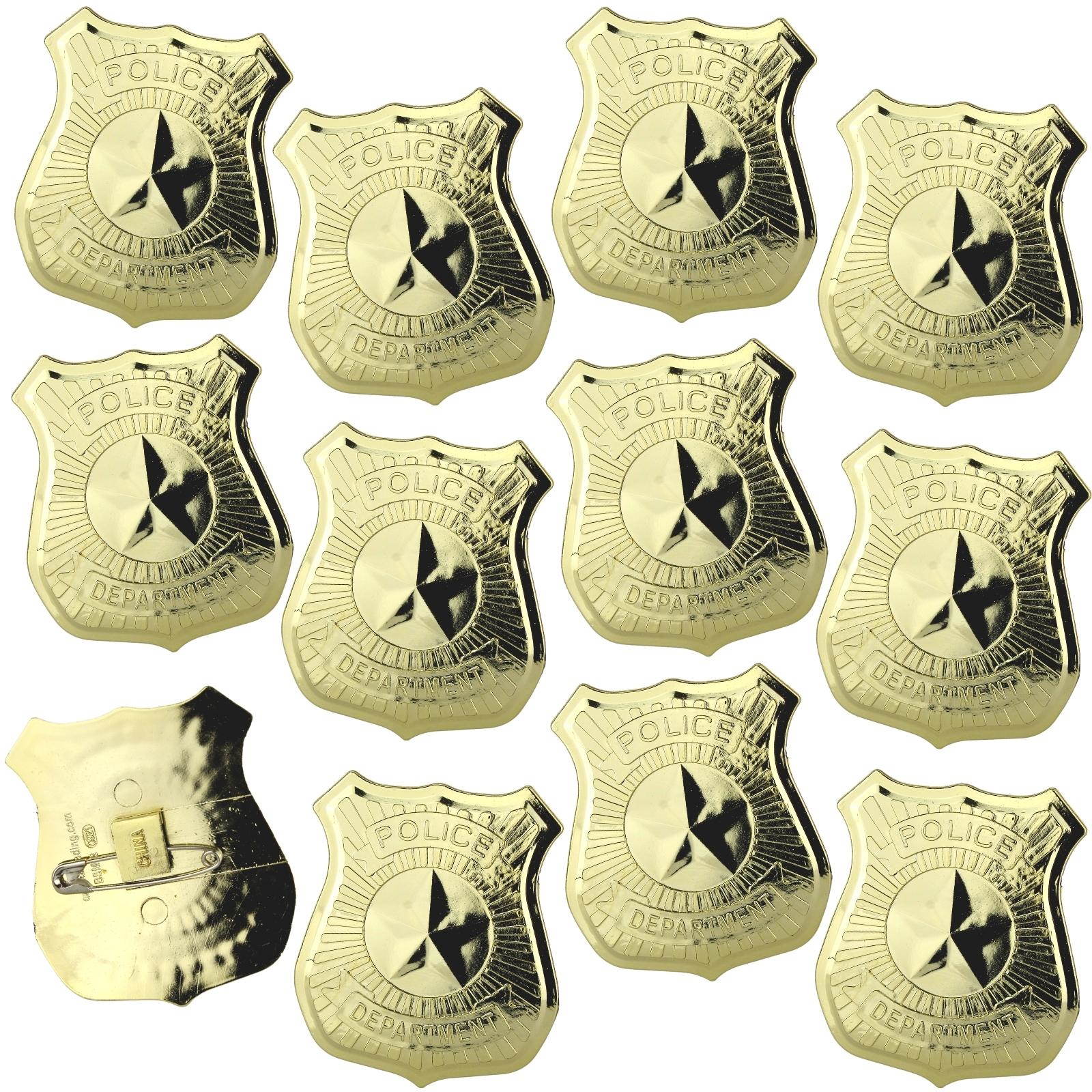 Plastic Gold Police Badges (Pack of 12) - Fashion For Fun