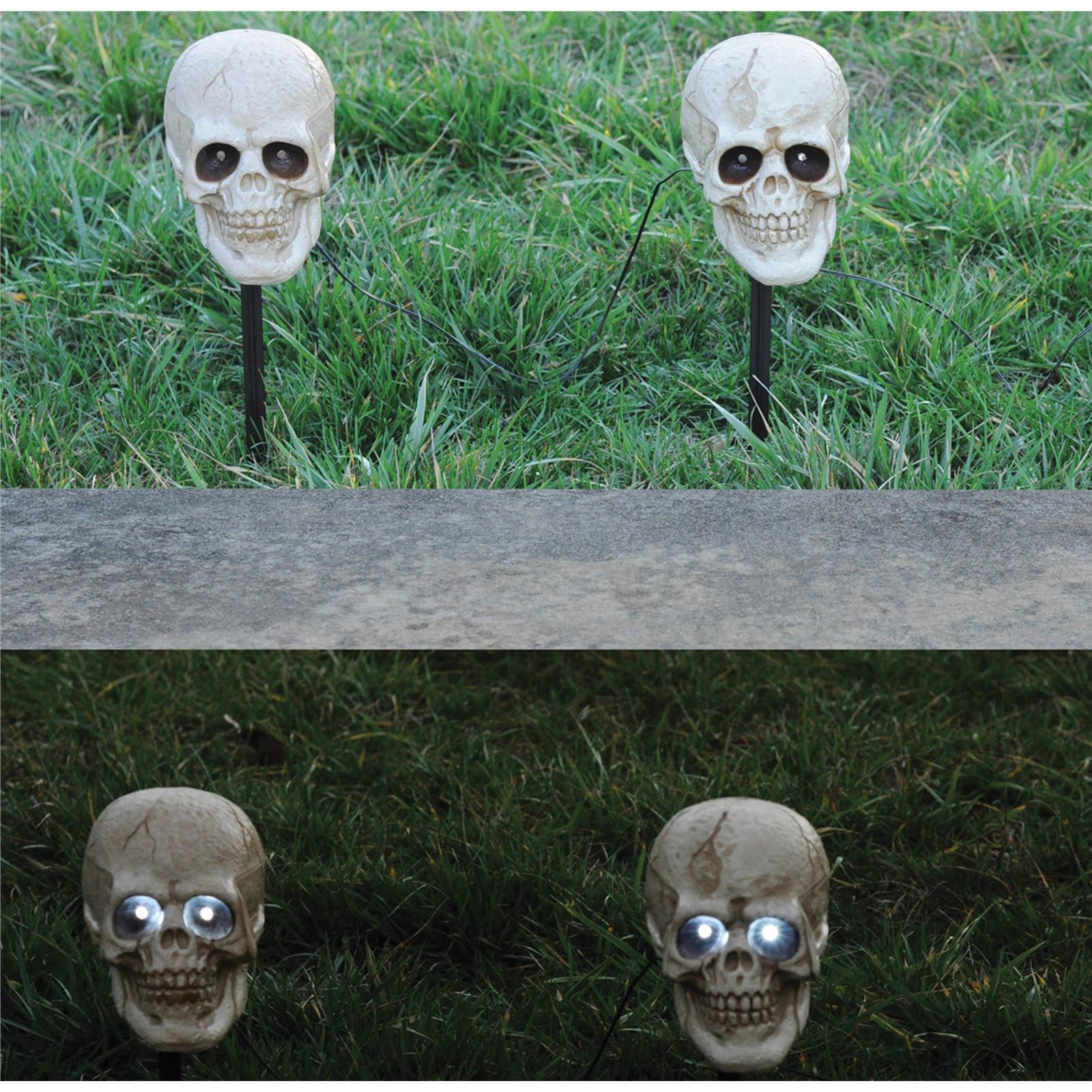 Skull Light Up Pathway Markers Halloween Prop | Animated Halloween ...