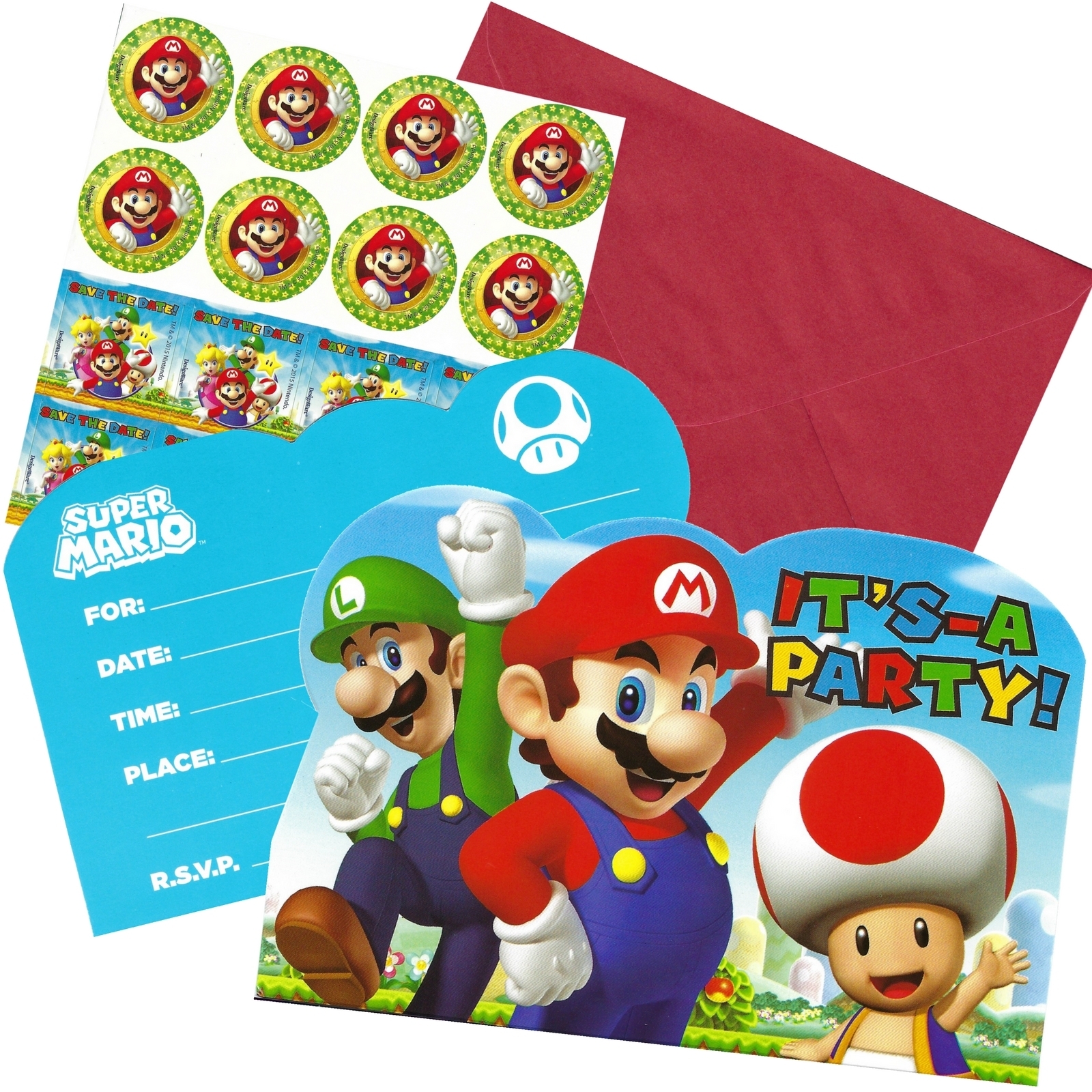 Super Mario Bros. Invitation Set (Pack of 8) - Fashion For Fun