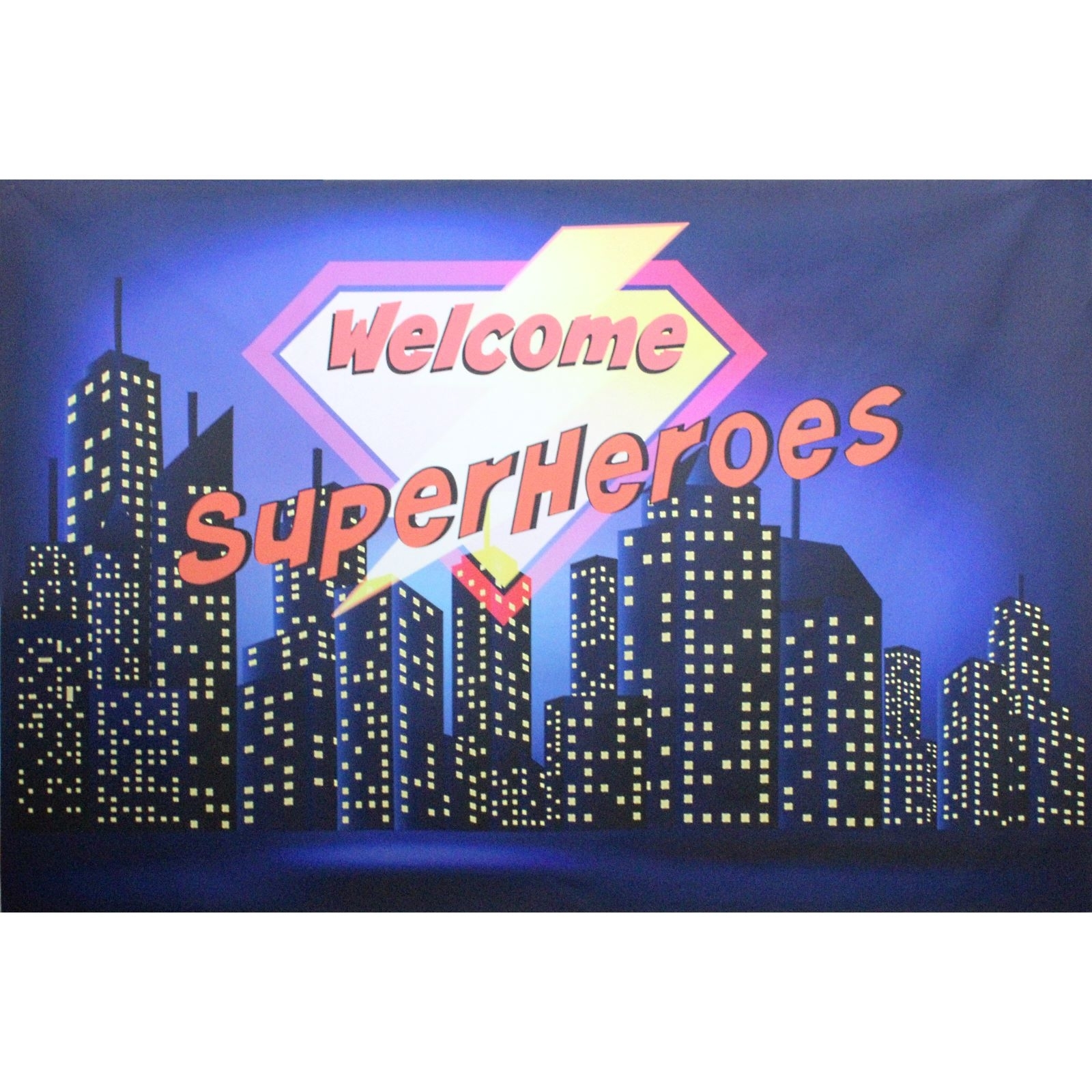 Welcome Superheroes Large Fabric Backdrop | Superhero Party Supplies ...